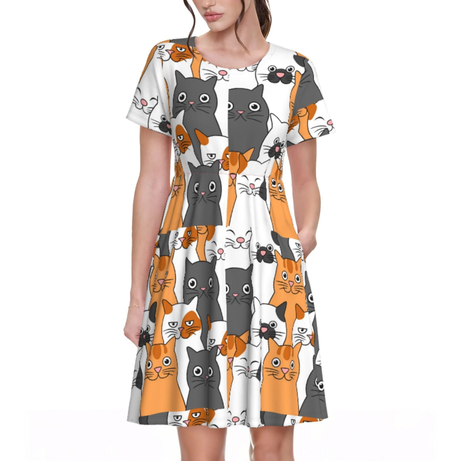 Spring Summer Dresses for Women 2025 - Funny Cats Beach Vacation ...