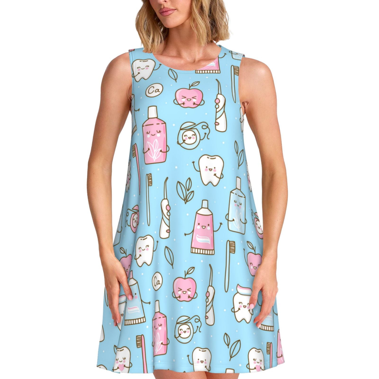 Spring Summer Dresses for Women 2025 - Funny Cute Teeth Beach Vacation ...