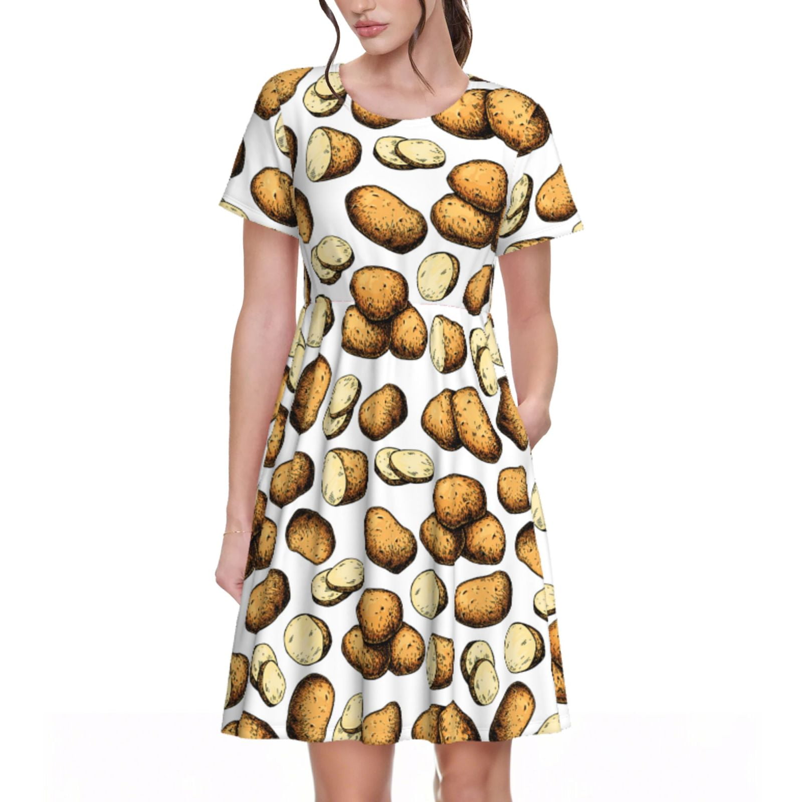 Spring Summer Dresses for Women 2025 - Funny Potato Pattern Beach ...