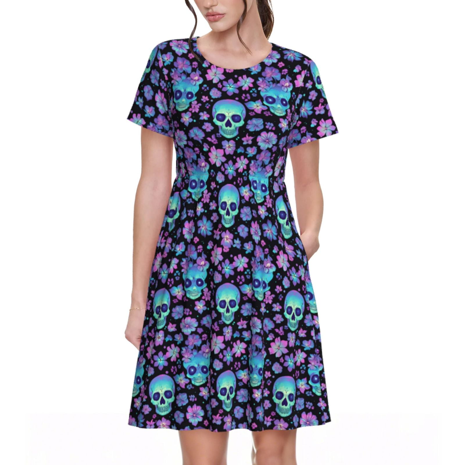 Spring Summer Dresses for Women 2025 - Funny Skull Flower Beach ...