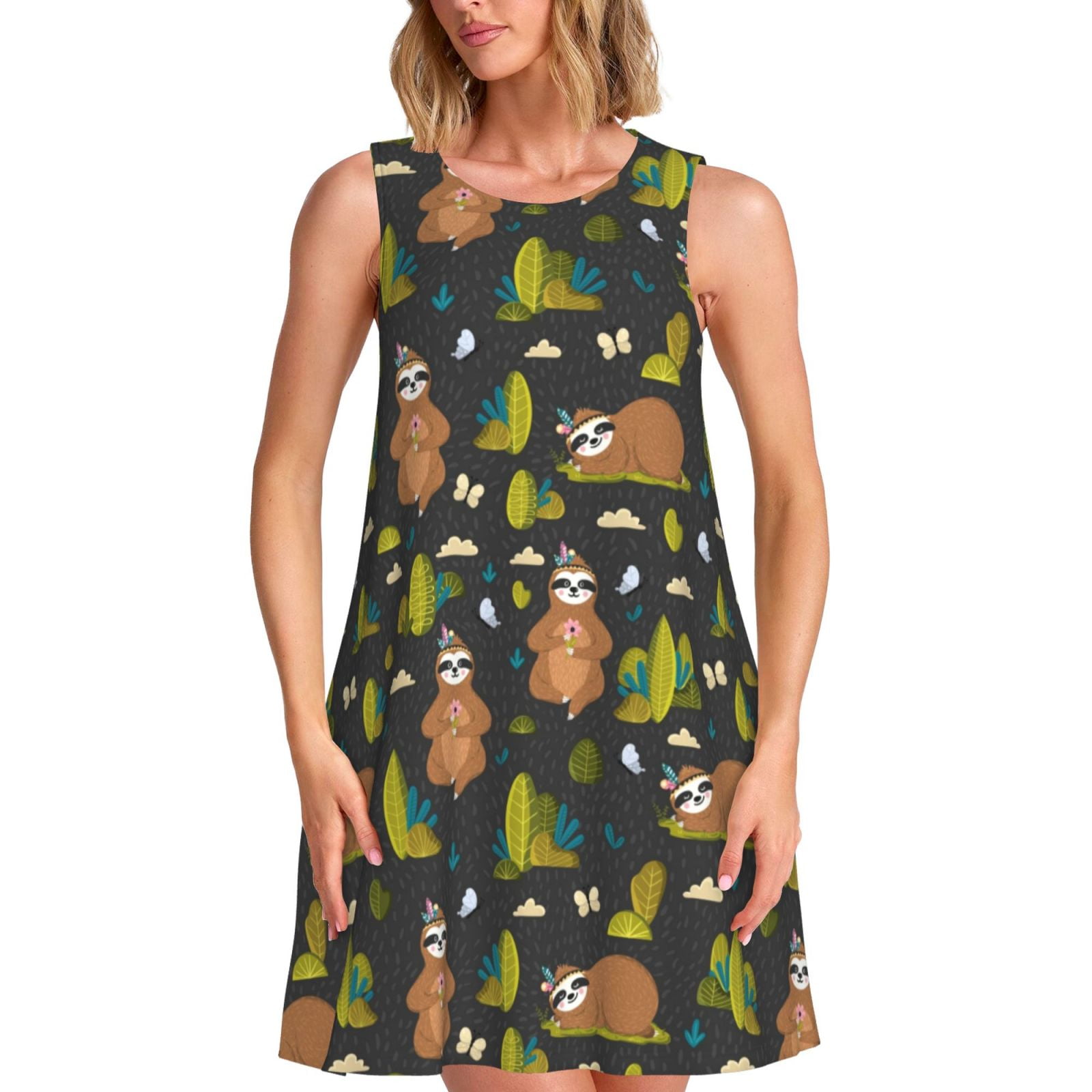 Spring Summer Dresses for Women 2025 - Funny Sloths In The Forest Beach ...