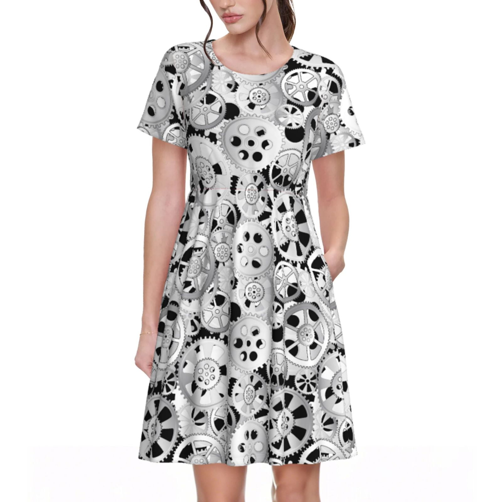 Spring Summer Dresses for Women 2025 - Gear Pattern Print Beach ...
