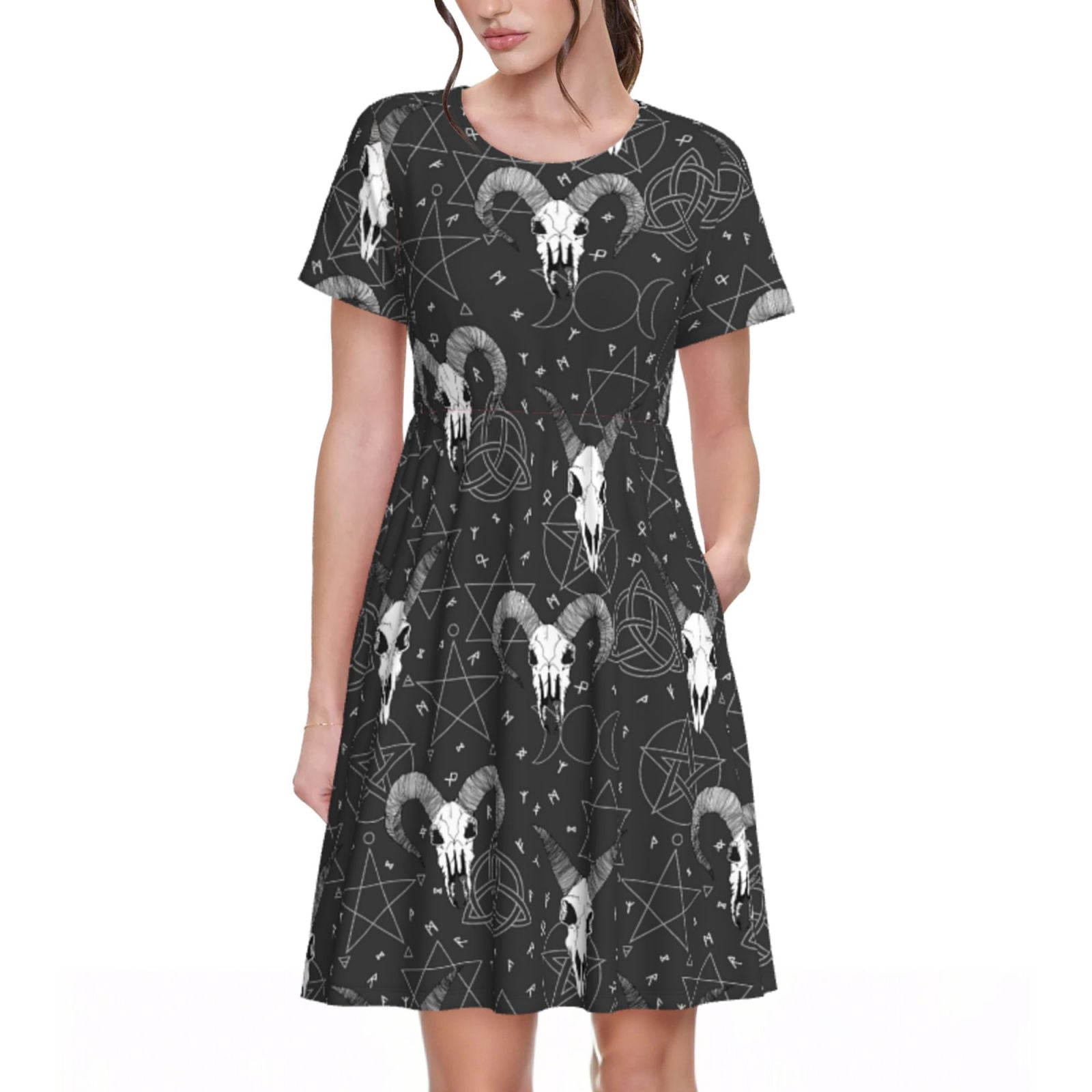 Spring Summer Dresses for Women 2025 - Gothic Style Cool Goat Skull_A ...