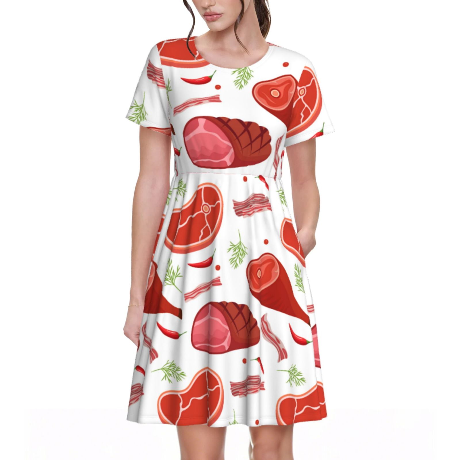 Spring Summer Dresses for Women 2025 - Ham Bacon Print Wedding Guest ...