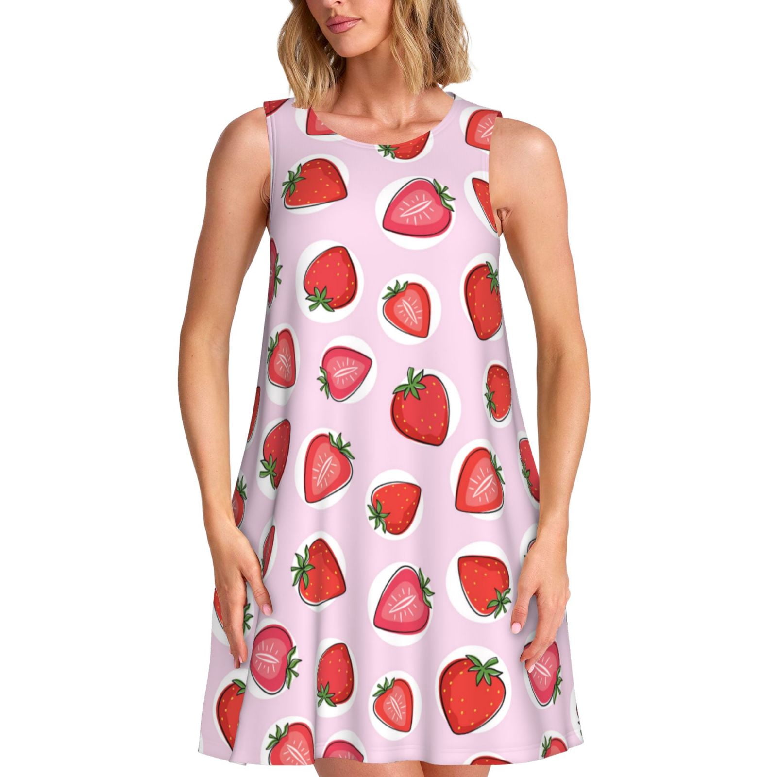 Spring Summer Dresses for Women 2025 - Hand Drawn Strawberry Swimsuit ...