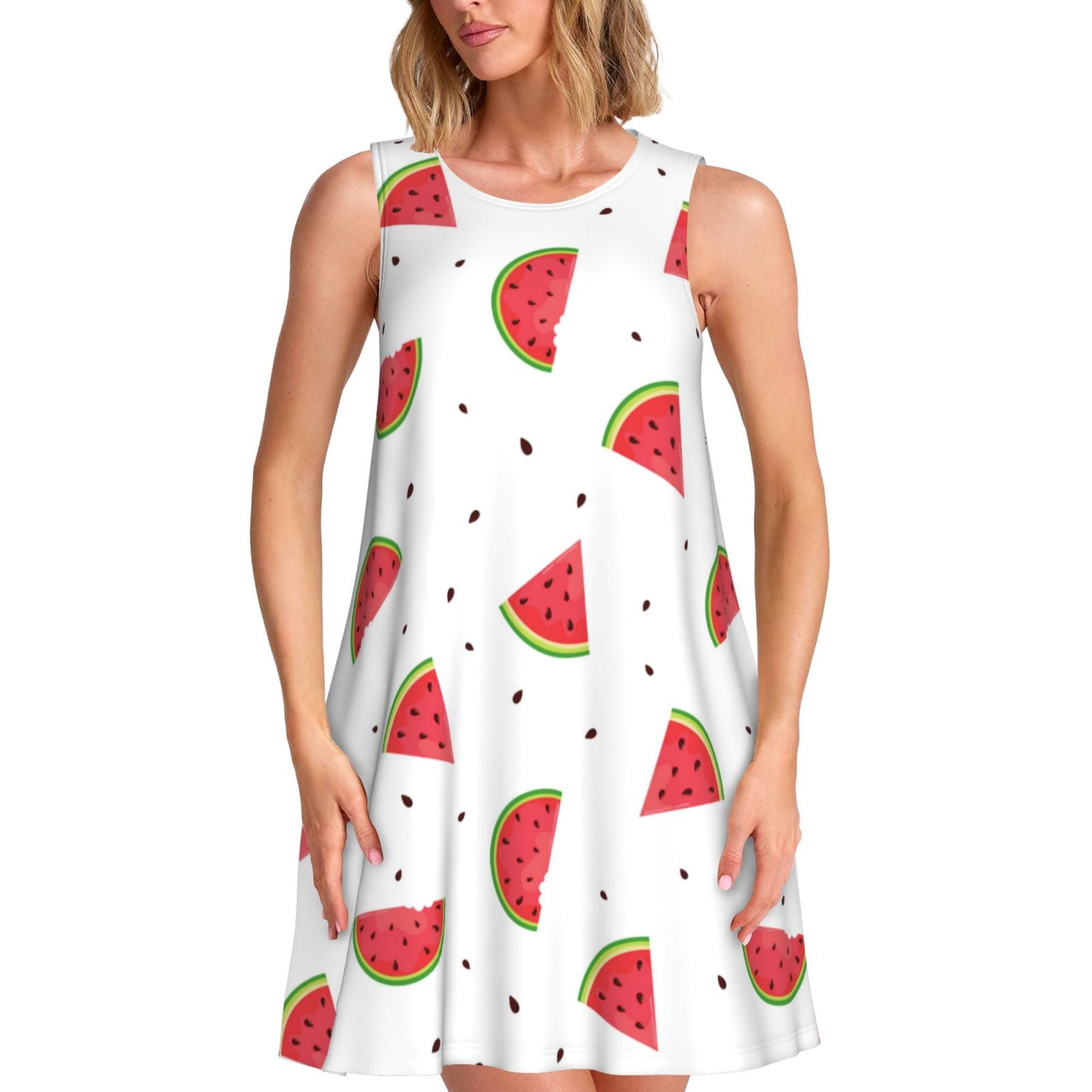 Spring Summer Dresses for Women 2025 - Hand Drawn Watermelon(C) Beach ...