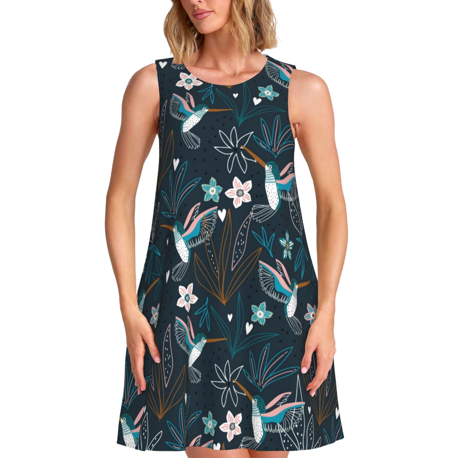 Spring Summer Dresses for Women 2025 - Hand Painted Hummingbird Flower ...