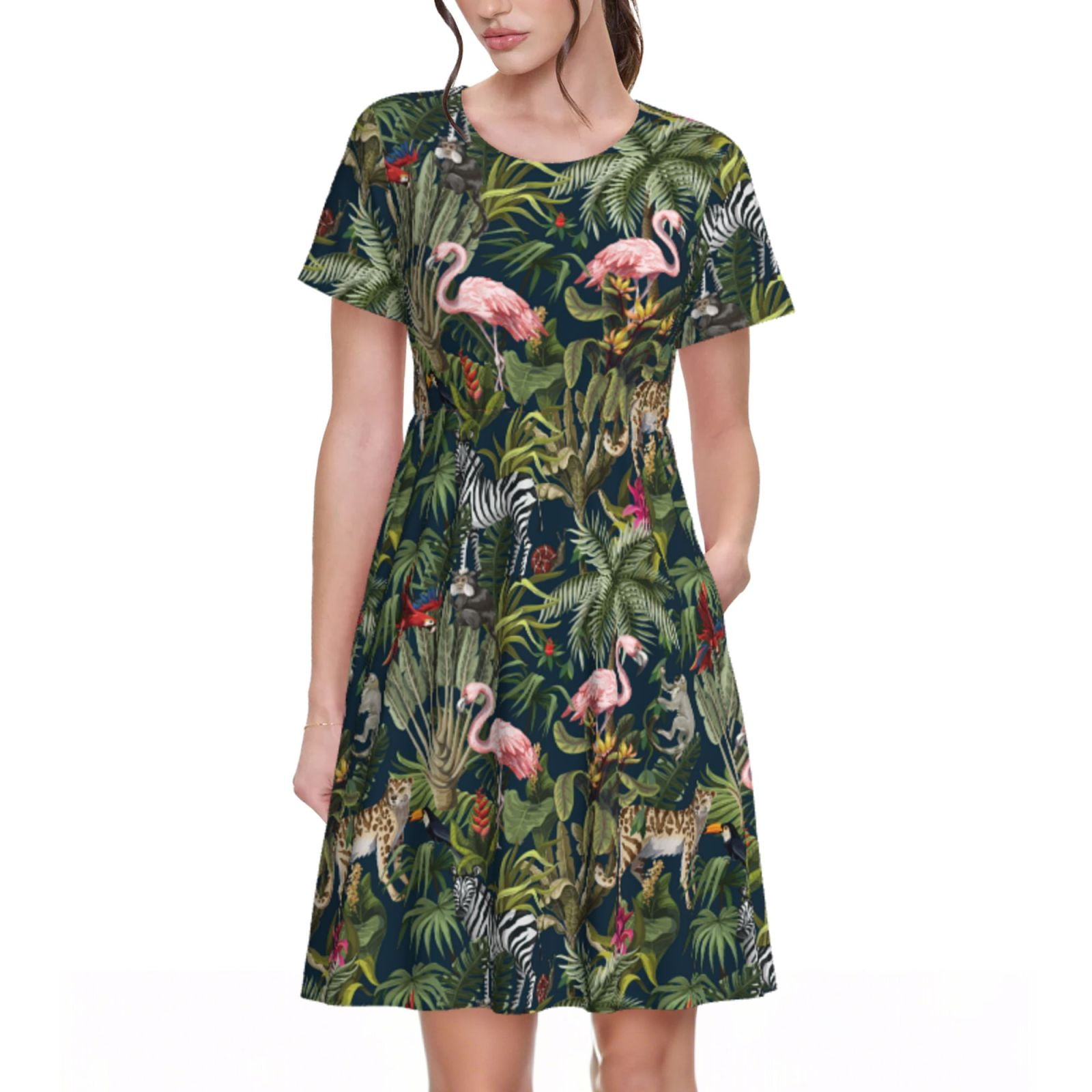 Spring Summer Dresses for Women 2025 - Hawaiian Style Flamingo Zebra ...