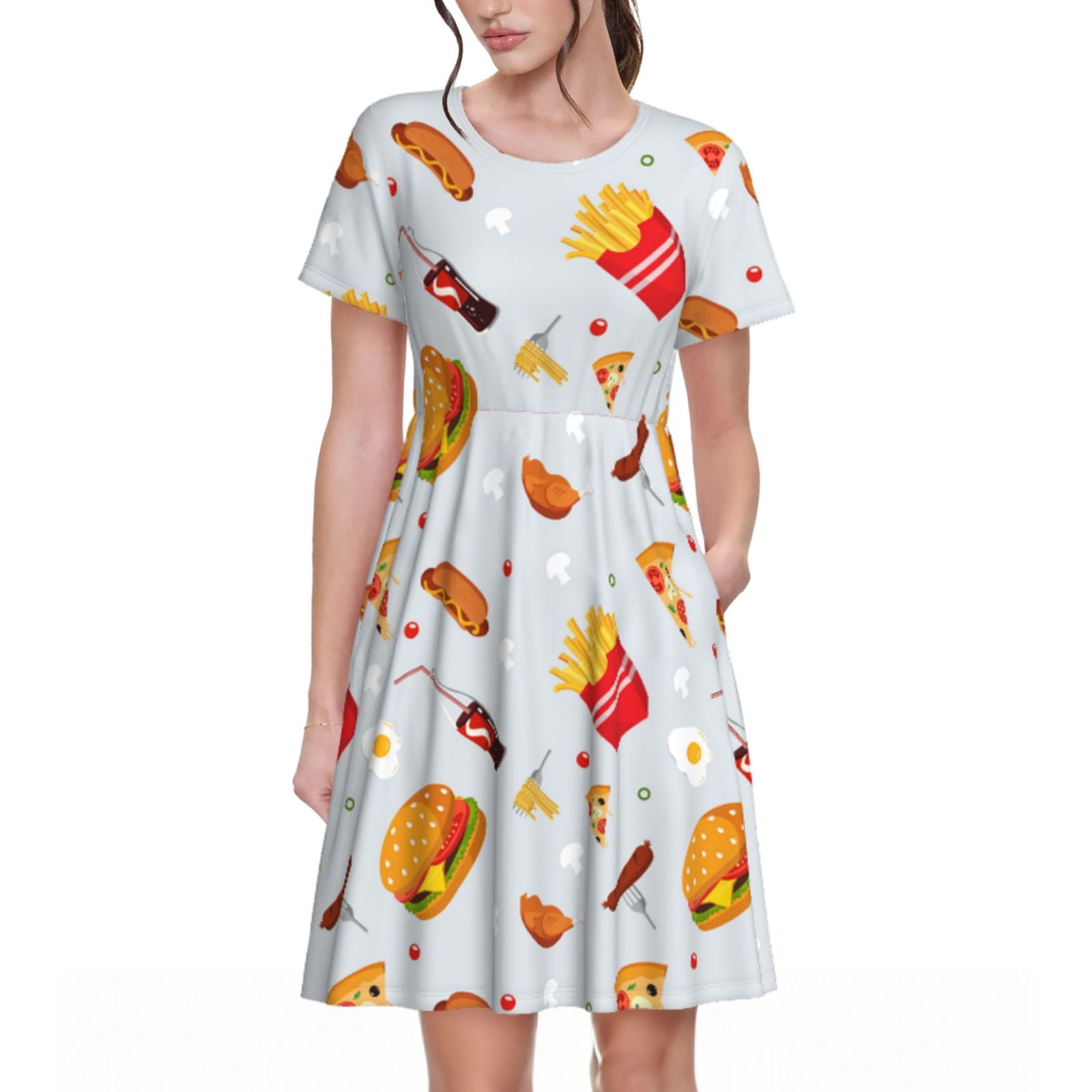 Spring Summer Dresses for Women 2025 - Hot Dog Coke Hamburger Pizza ...