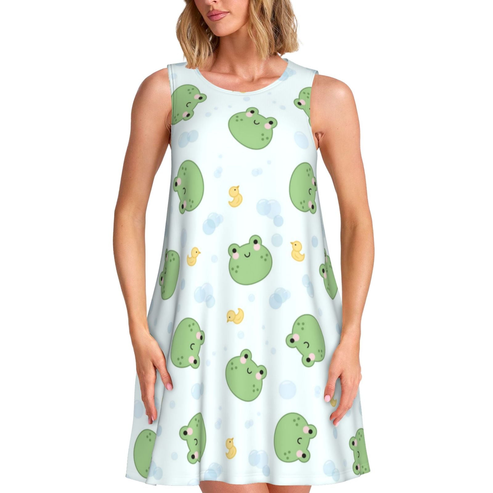 Spring Summer Dresses for Women 2025 - Kawaii Frogs Beach Vacation ...