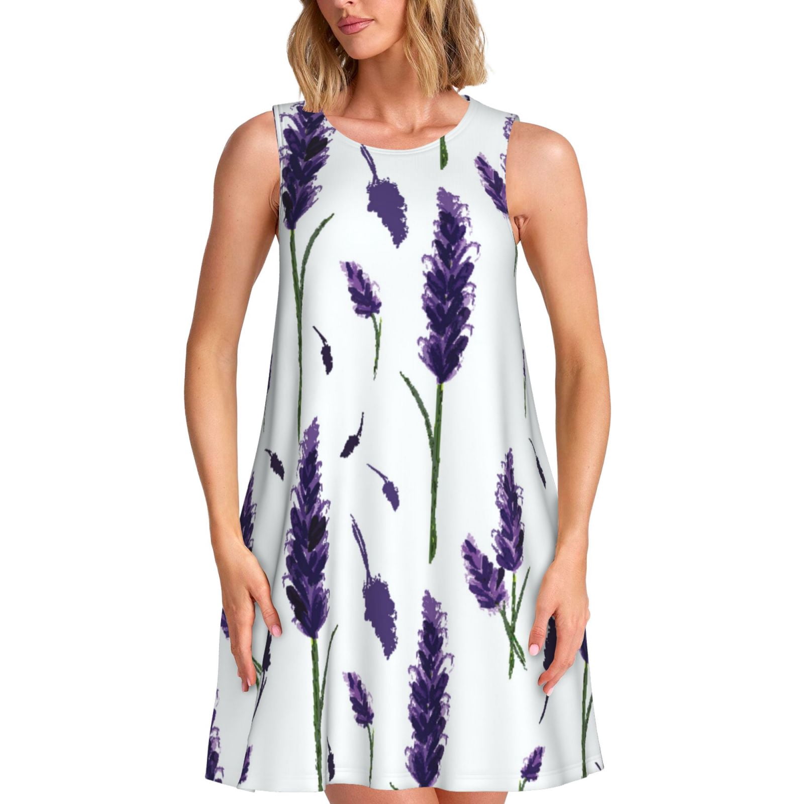Spring Summer Dresses for Women 2025 - Lavender Flowers Green Swimsuit ...