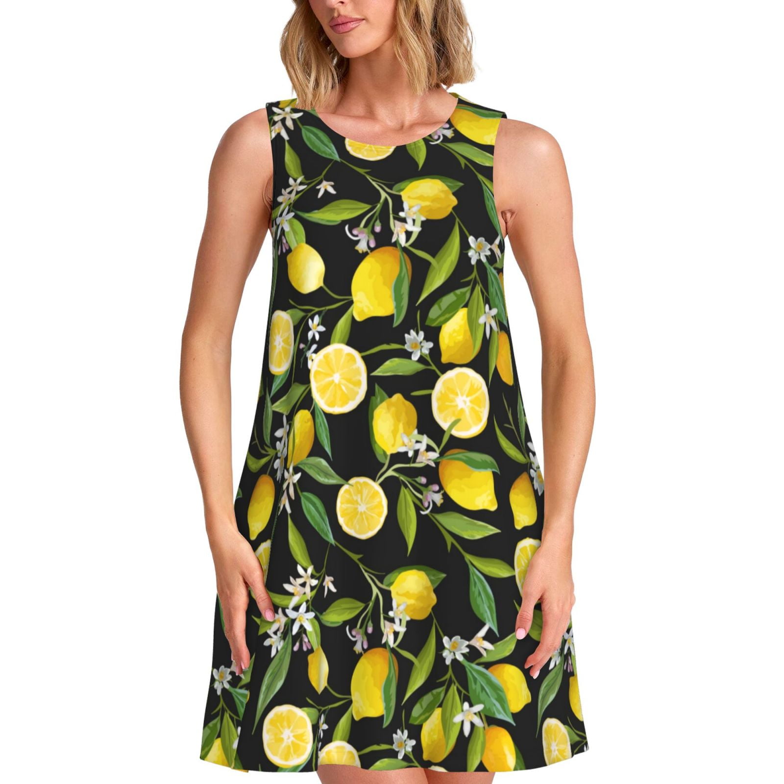 Spring Summer Dresses for Women 2025 - Lemon Fruits Flowers Leaves ...