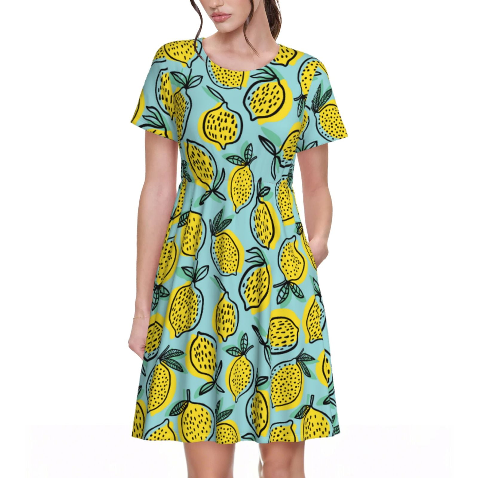 Spring Summer Dresses for Women 2025 - Lemon Print Beach Vacation ...