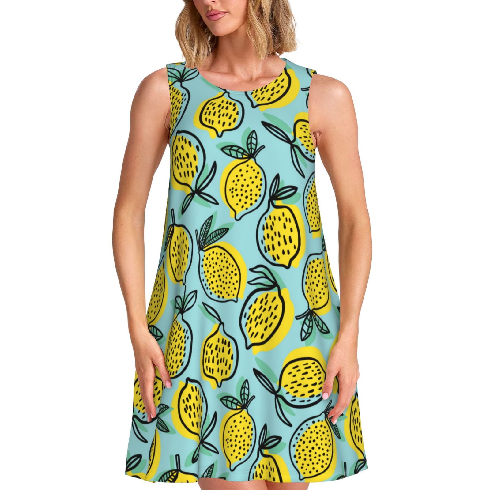Spring Summer Dresses for Women 2025 - Lemon Print Swimsuit Coverup ...