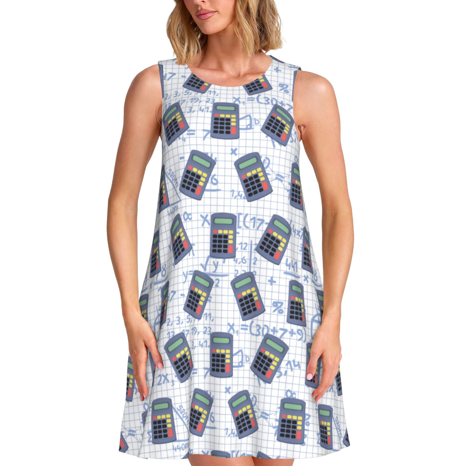 Spring Summer Dresses for Women 2025 - Math Number Print Calculator ...