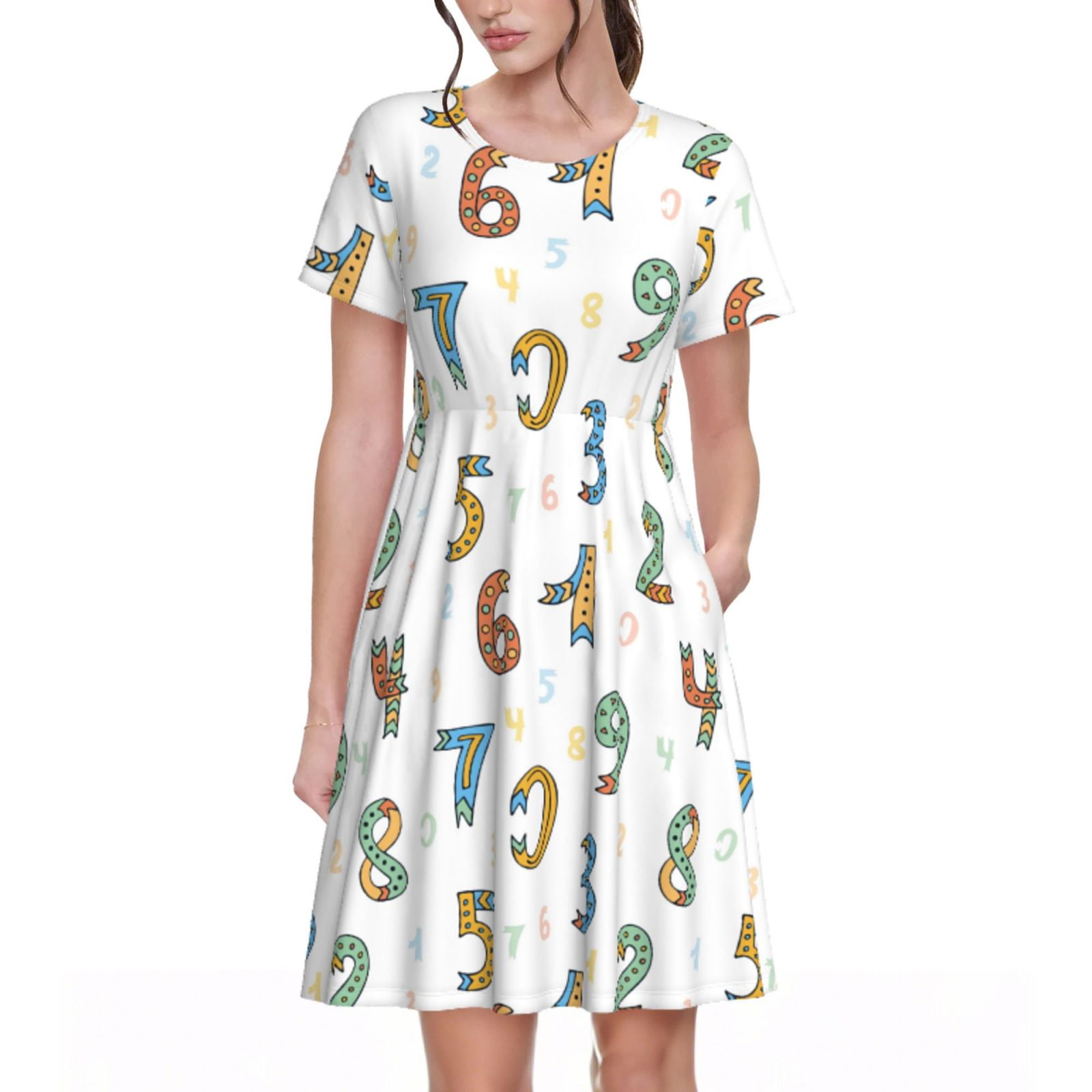 Spring Summer Dresses for Women 2025 - Math Number Print Cartoon ...