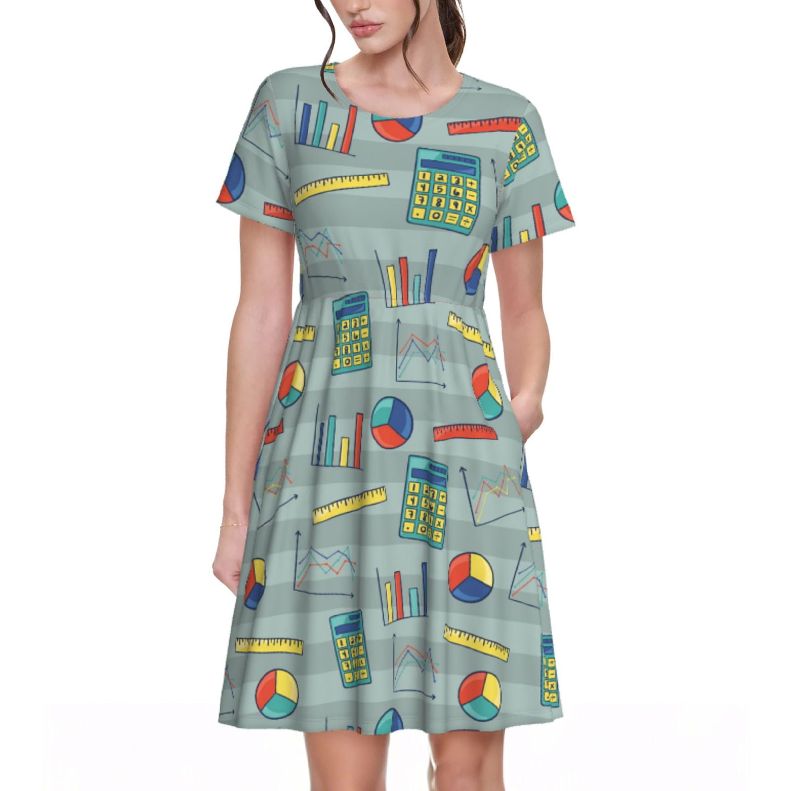Spring Summer Dresses for Women 2025 - Math Print Ruler Calculator ...