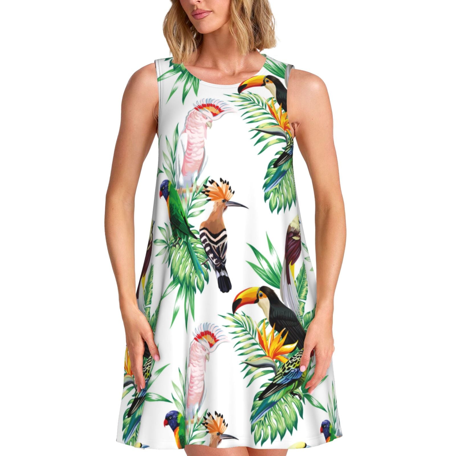 Spring Summer Dresses for Women 2025 - Modern Parrot Toucan Cockatoo ...