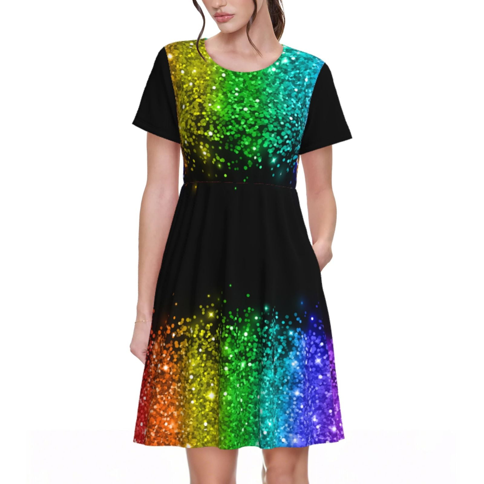 Spring Summer Dresses for Women 2025 - Multicolor Glitter Border Beach ...