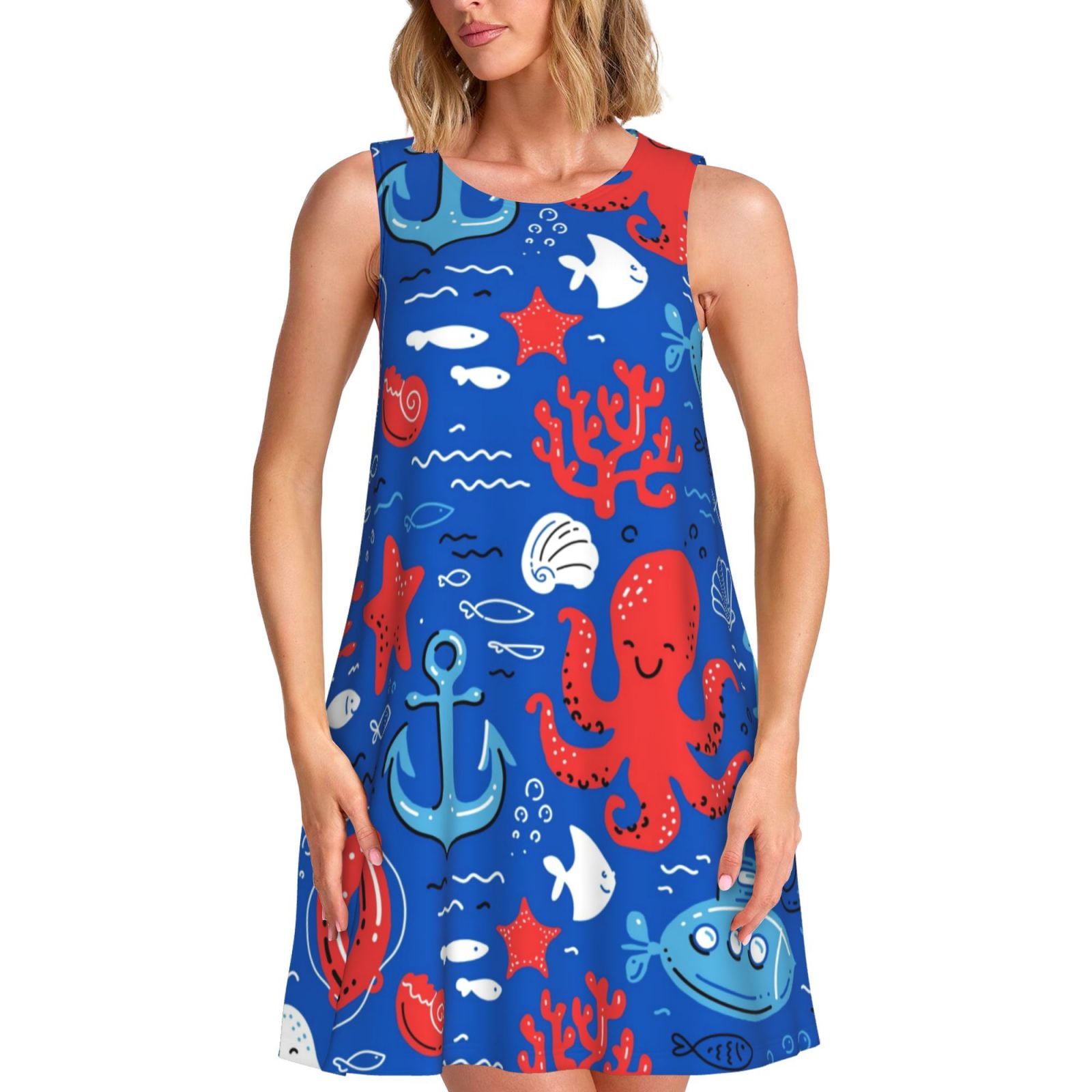 Spring Summer Dresses for Women 2025 - Nautical Animals Beach Vacation ...
