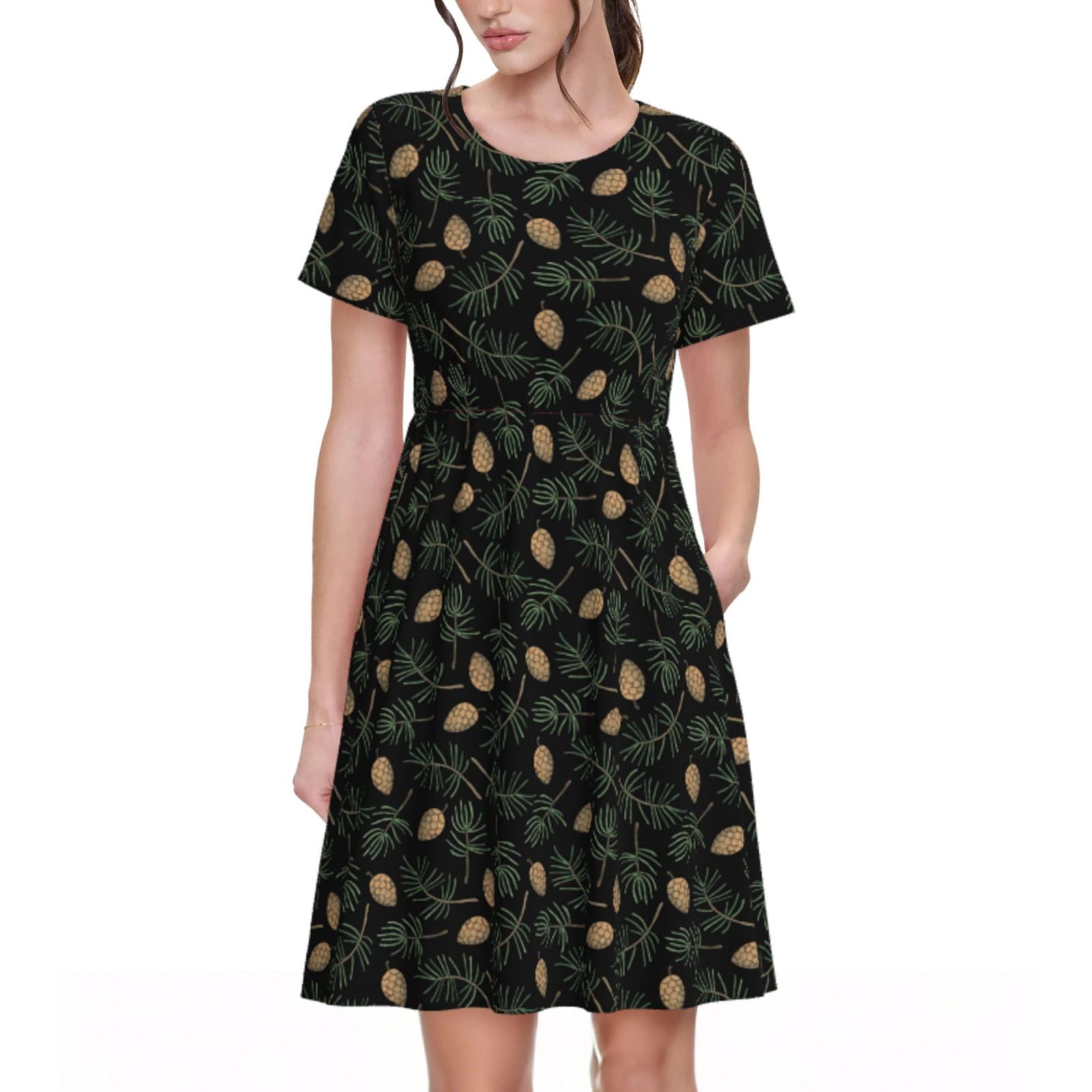 Spring Summer Dresses for Women 2025 - Pine Cone Woodland Pattern Beach ...