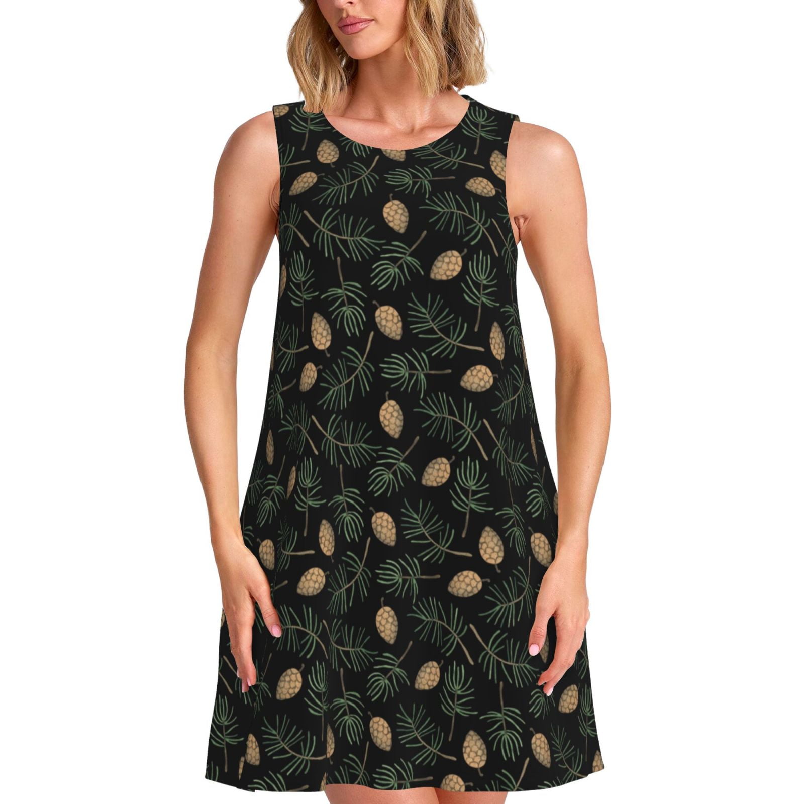 Spring Summer Dresses for Women 2025 - Pine Cone Woodland Pattern Swimsuit Coverup Sundresses ...