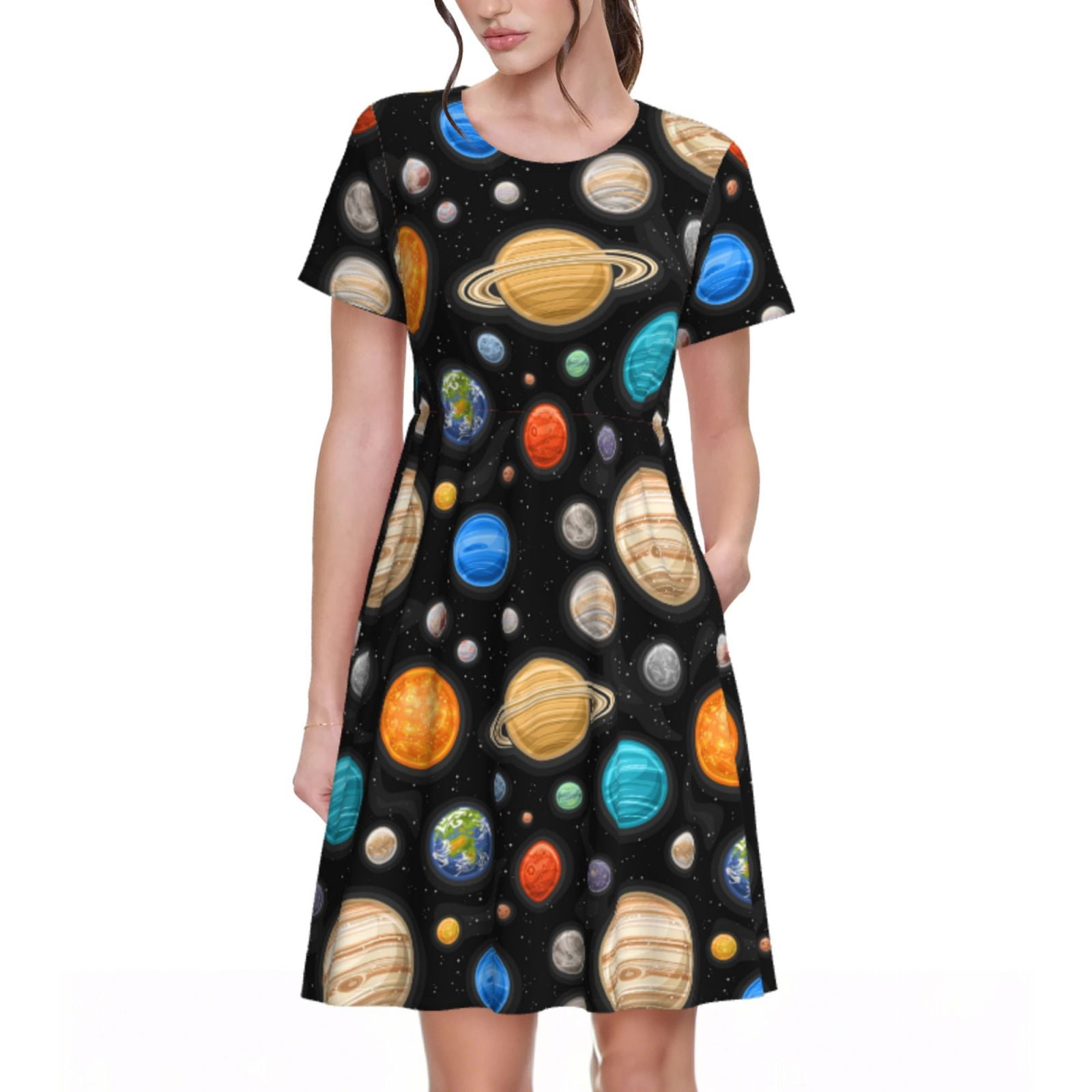 Spring Summer Dresses for Women 2025 - Planets In Deep Space Beach ...