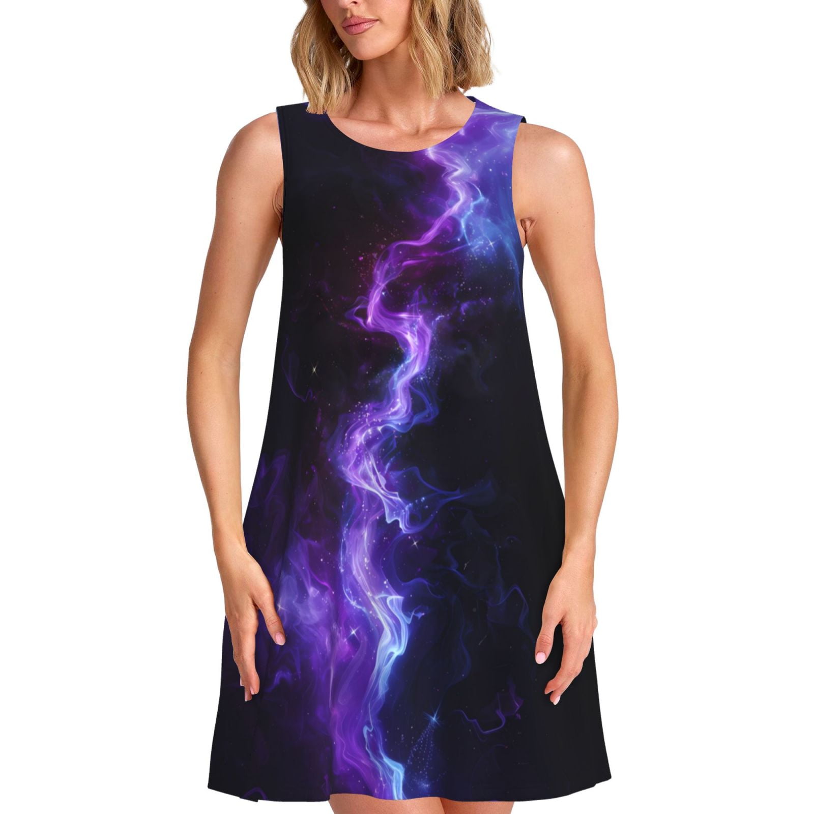 Spring Summer Dresses for Women 2025 - Purple And Blue Nebula Beach ...