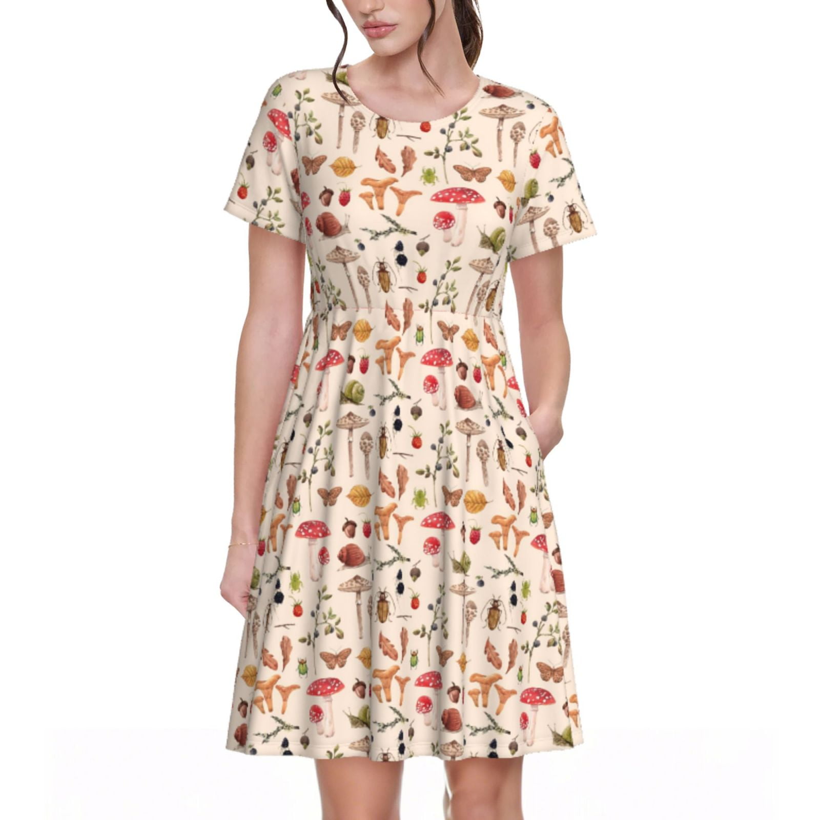 Spring Summer Dresses for Women 2025 - Retro Autum Mushrooms Wedding ...
