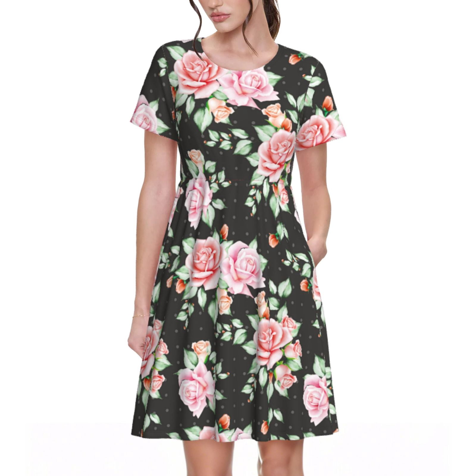Spring Summer Dresses for Women 2025 - Rose Flowers(A) Beach Vacation ...