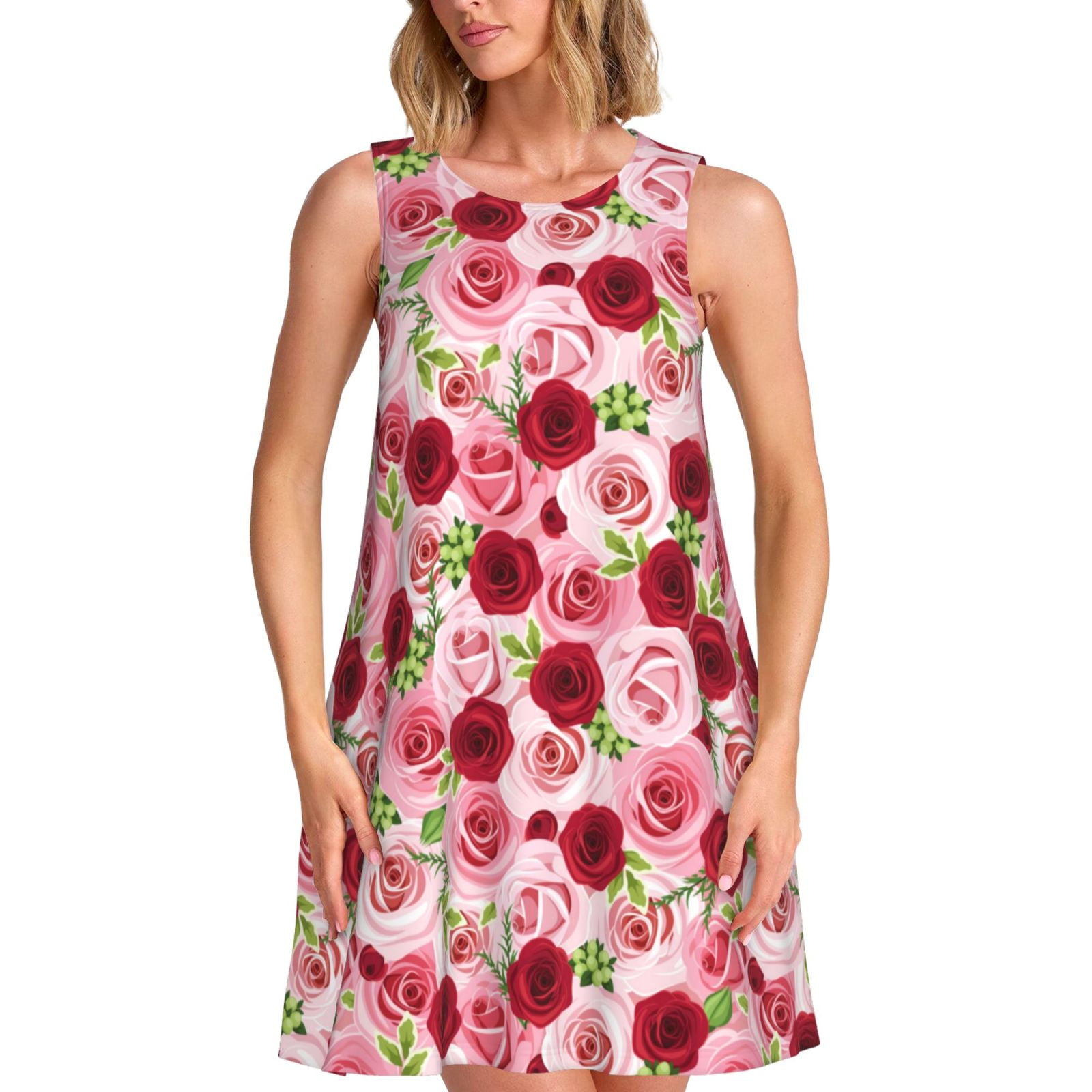 Spring Summer Dresses for Women 2025 - Rose Flowers Pink Red Beach ...