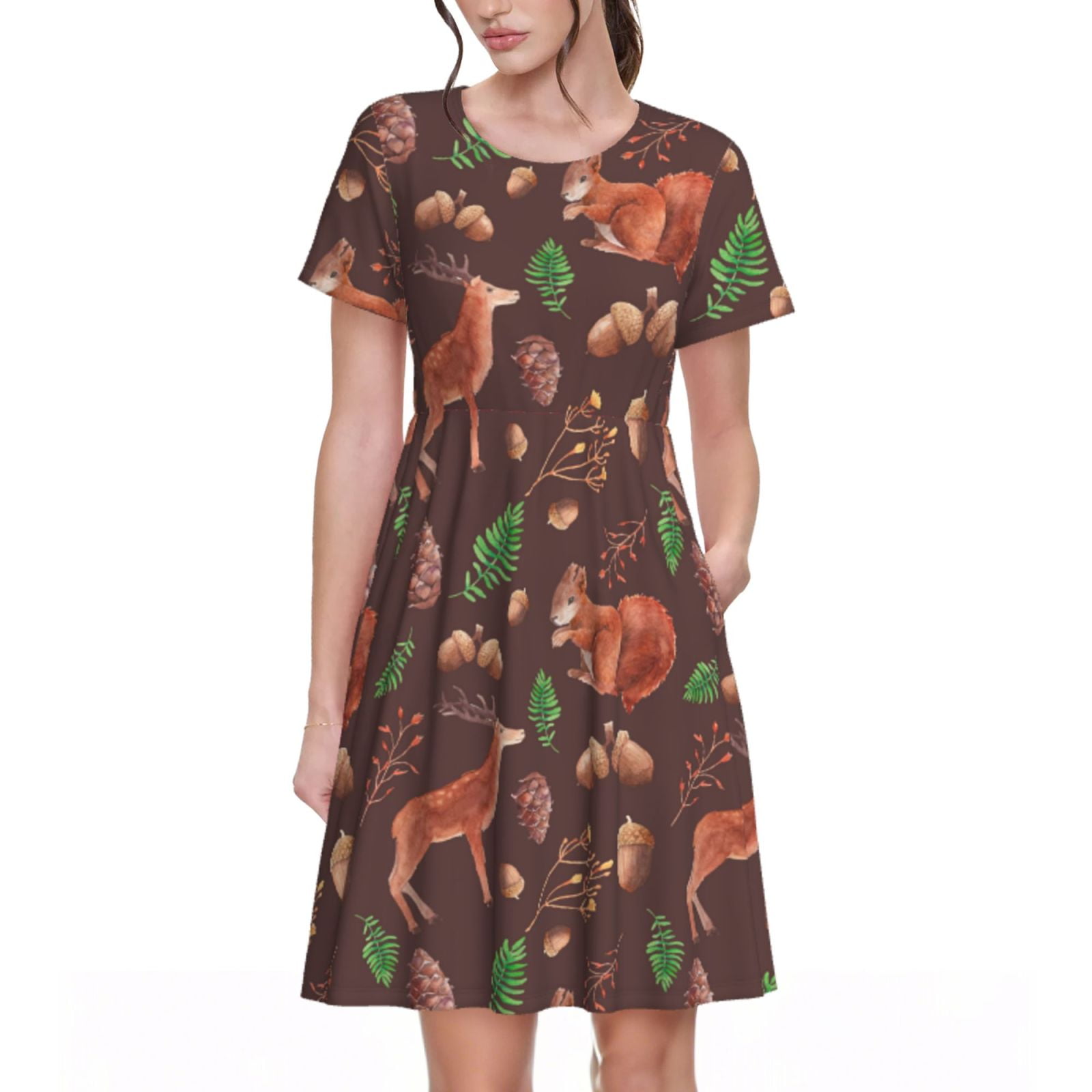 Spring Summer Dresses for Women 2025 - Rustic Cute Deer Squirrel Nut ...