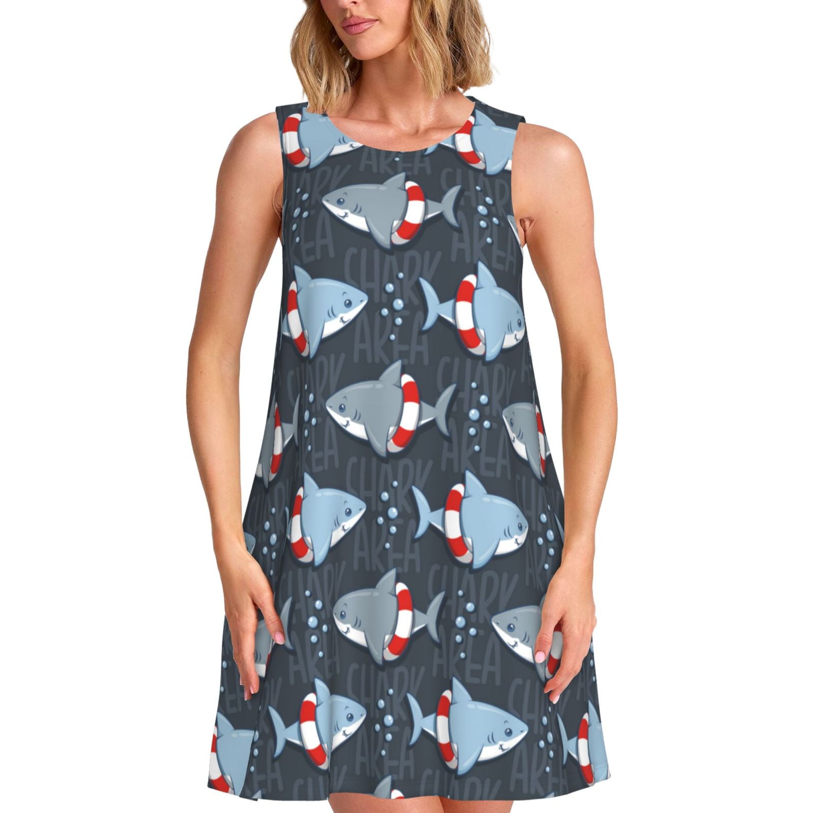Spring Summer Dresses for Women 2025 - Shark Wearing Swim Ring Beach ...