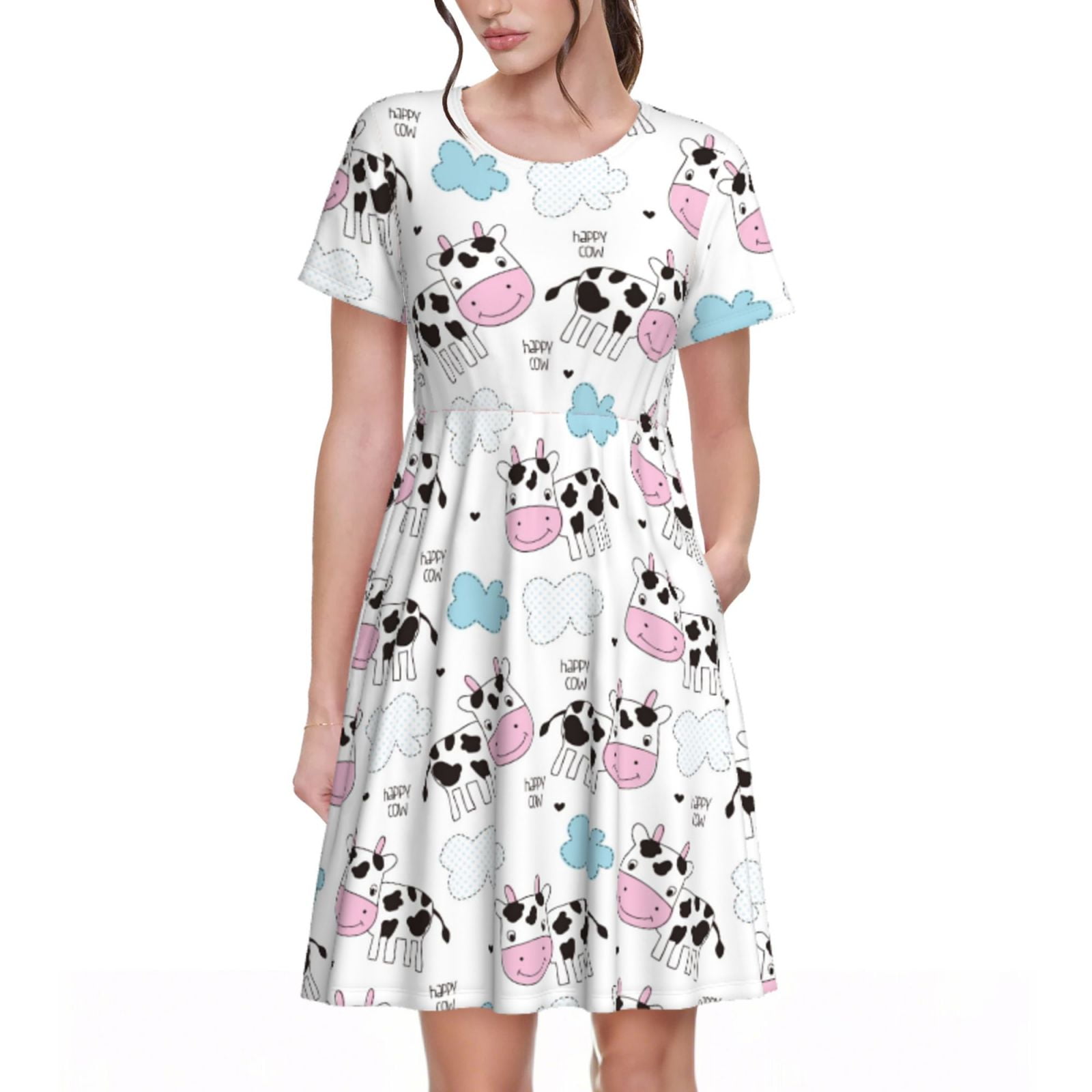Spring Summer Dresses for Women 2025 - Simple Funny Cute Cow Beach ...