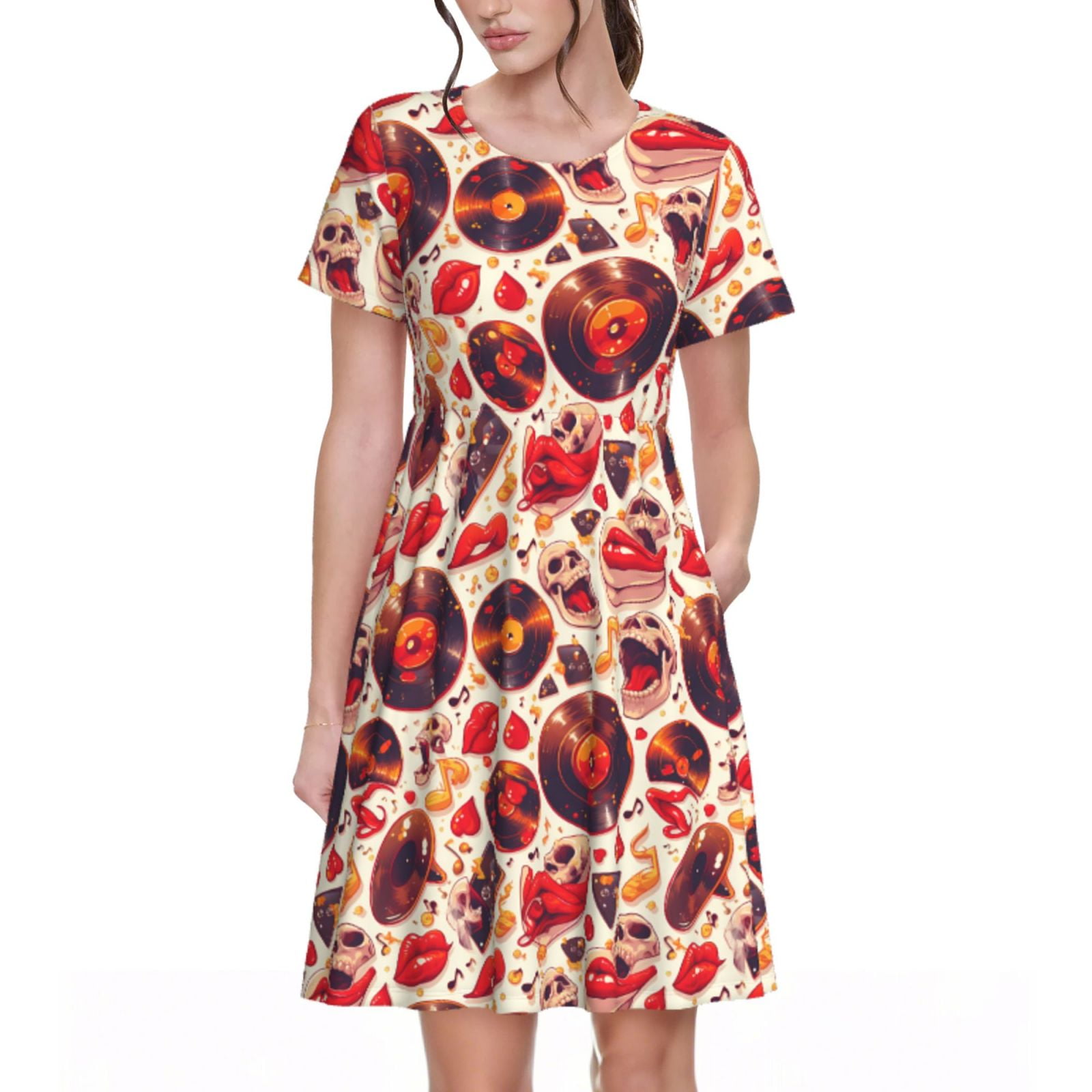 Spring Summer Dresses for Women 2025 - Skull Rock Record Music Heart ...