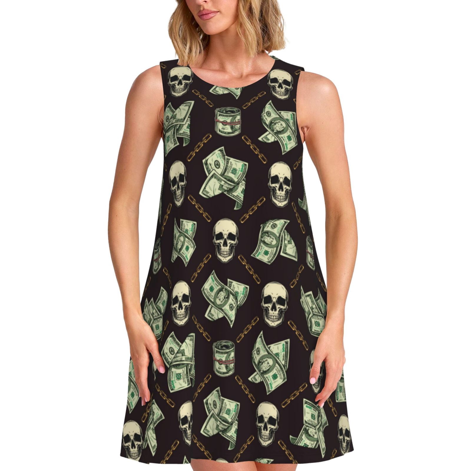 Spring Summer Dresses for Women 2025 - Skulls Gold Chains Dollar Beach ...
