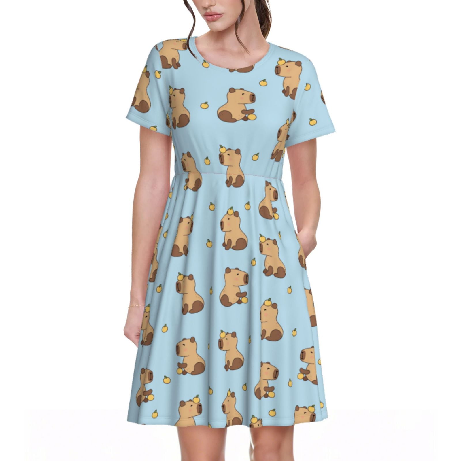 Spring Summer Dresses for Women 2025 - Small Capybara Beach Vacation ...