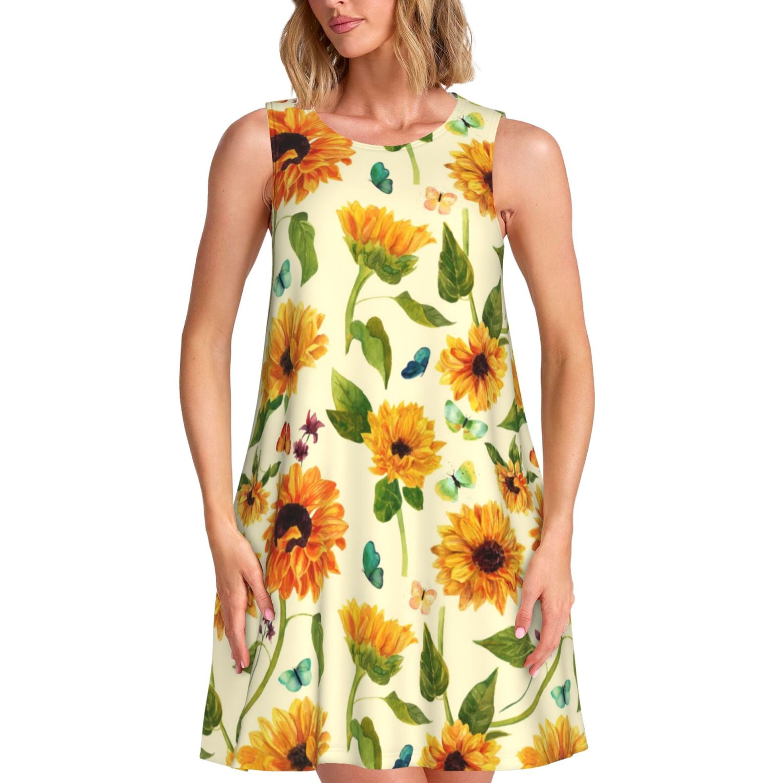 Spring Summer Dresses for Women 2025 - Sunflowers And Butterflies Beach ...