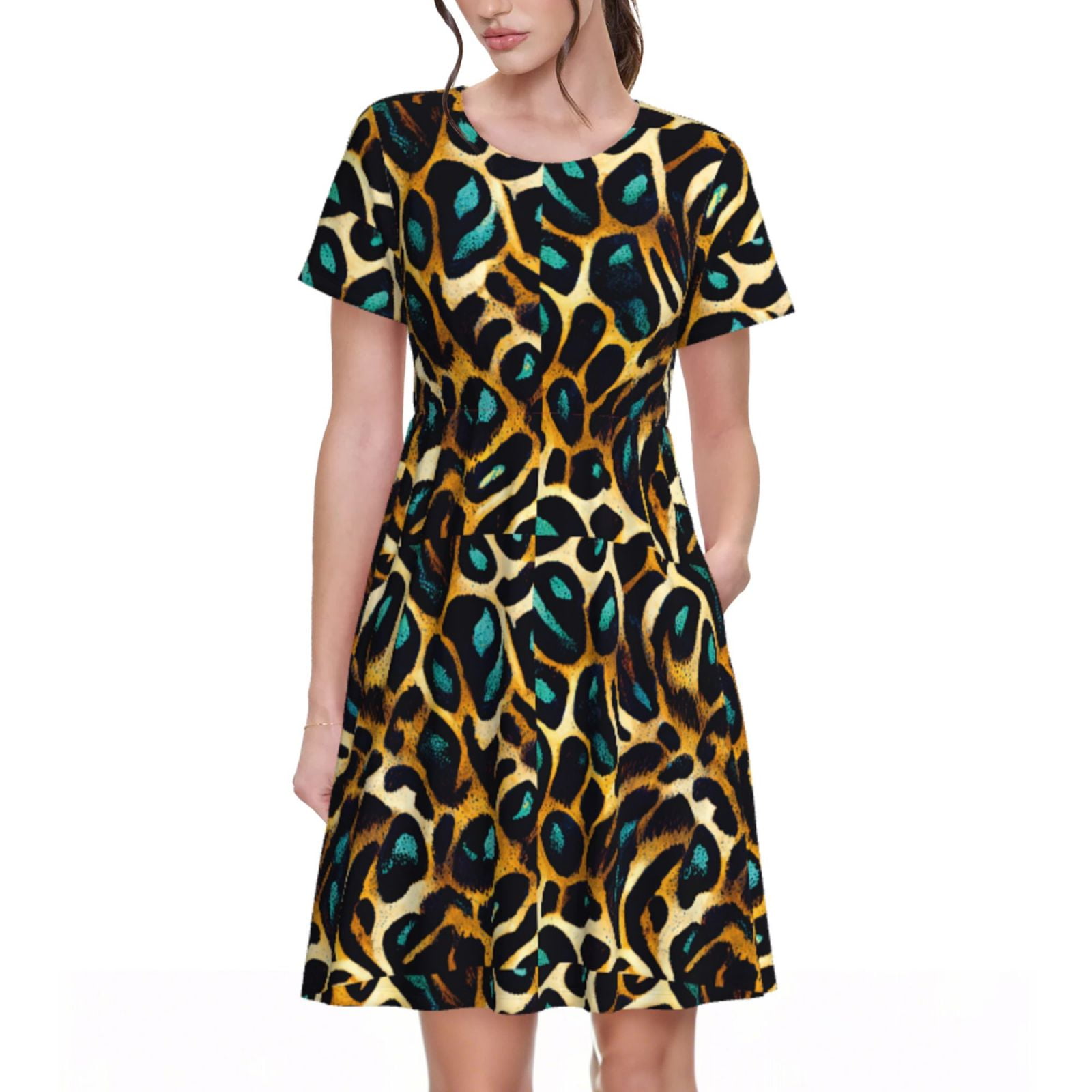 Spring Summer Dresses for Women 2025 - Teal Leopard Beach Vacation ...