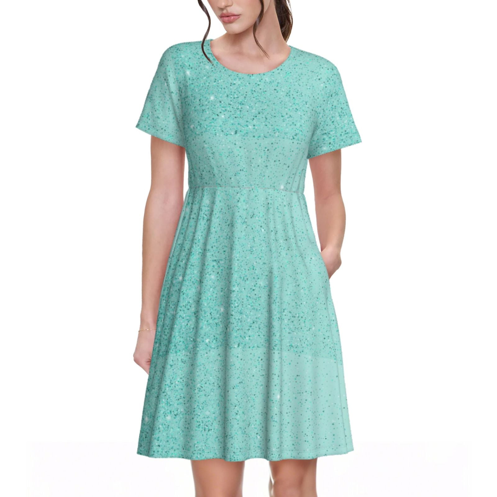 Spring Summer Dresses for Women 2025 - Teal Turquoise Glitter Beach ...