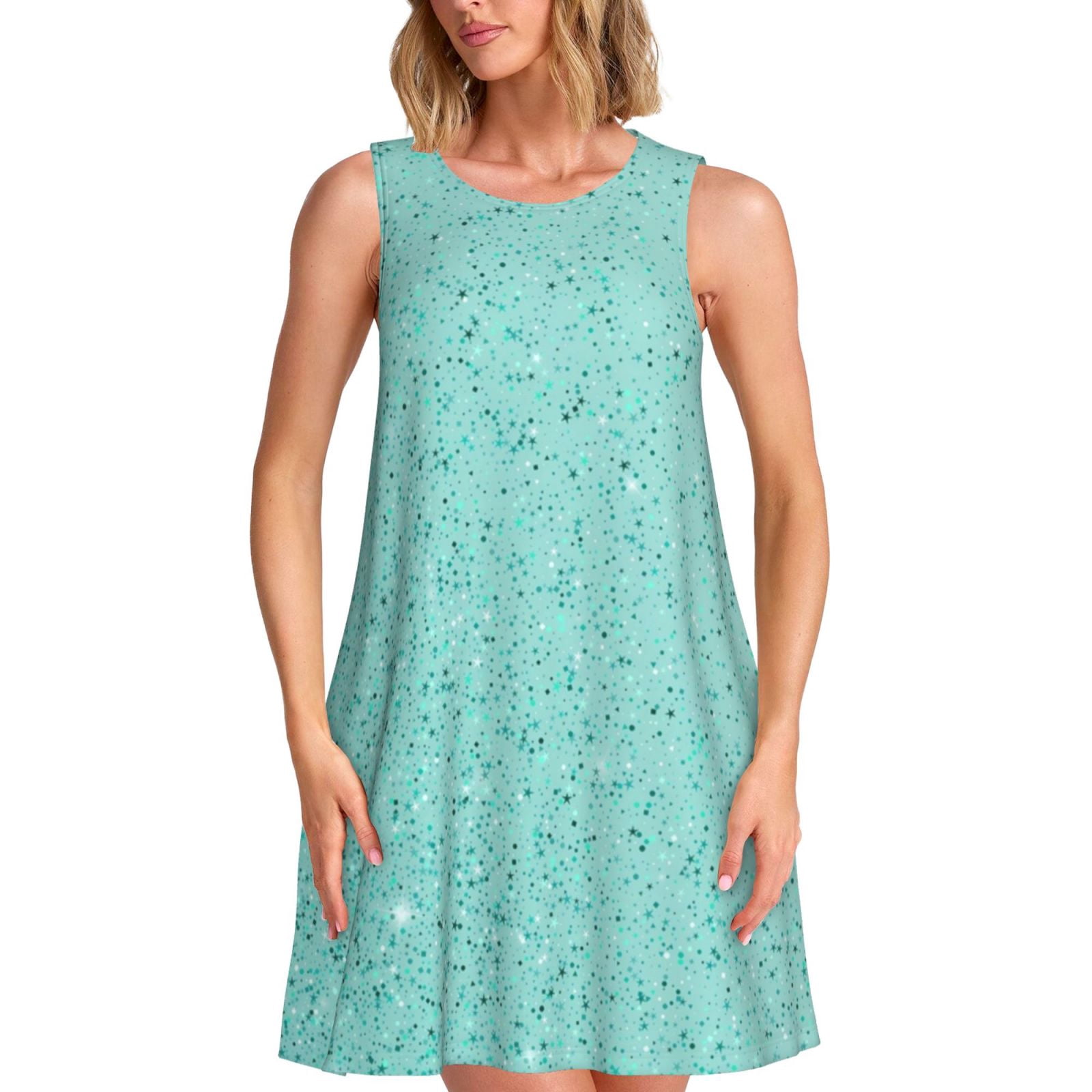 Spring Summer Dresses for Women 2025 - Teal Turquoise Glitter Beach ...