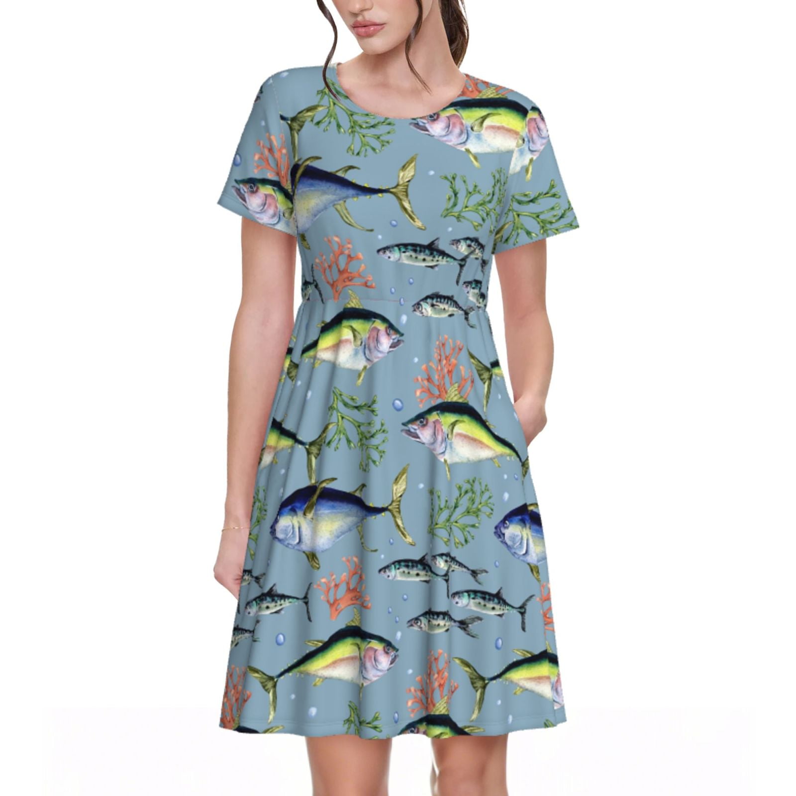 Spring Summer Dresses for Women 2025 - Various Wild Sea Fish Beach ...