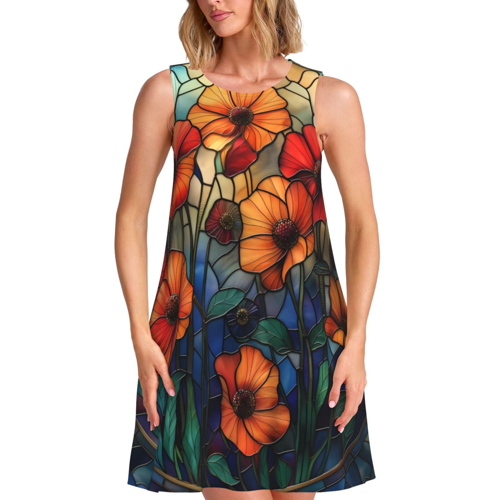 Spring Summer Dresses for Women 2025 - Vibrant Floral Stained Glass ...