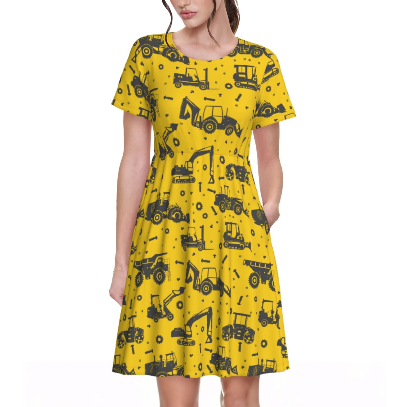 Spring Summer Dresses for Women 2025 - Vintage Excavator Beach Vacation ...