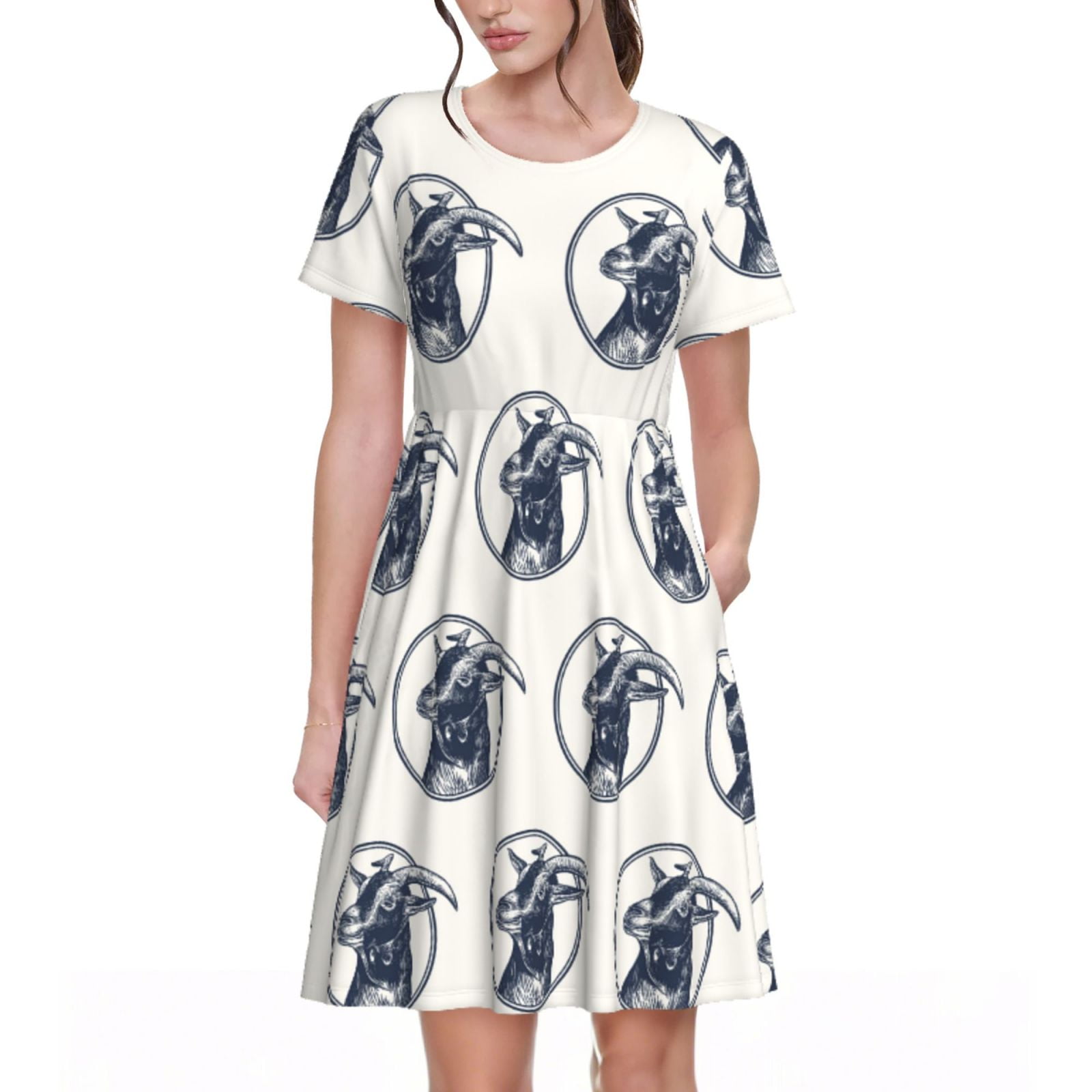 Spring Summer Dresses for Women 2025 - Vintage Goat Cute Print Wedding ...