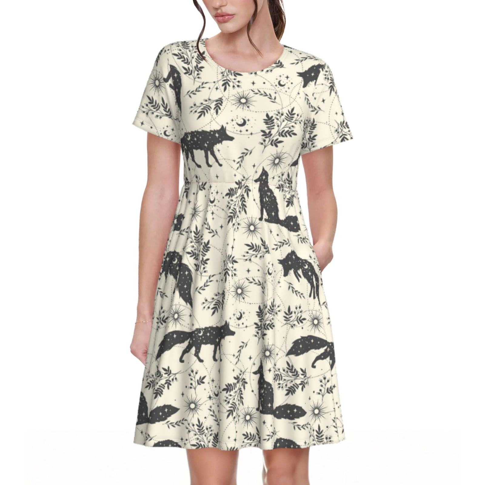 Spring Summer Dresses for Women 2025 - Vintage Moon Fox Beach Vacation ...