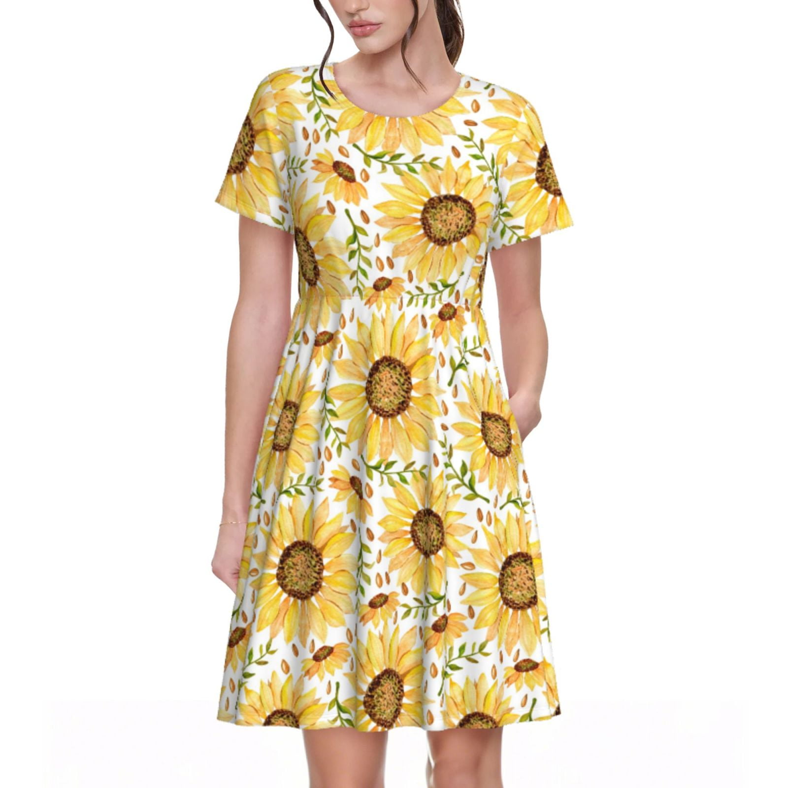 Spring Summer Dresses for Women 2025 - Watercolor With Sunflowers Beach ...