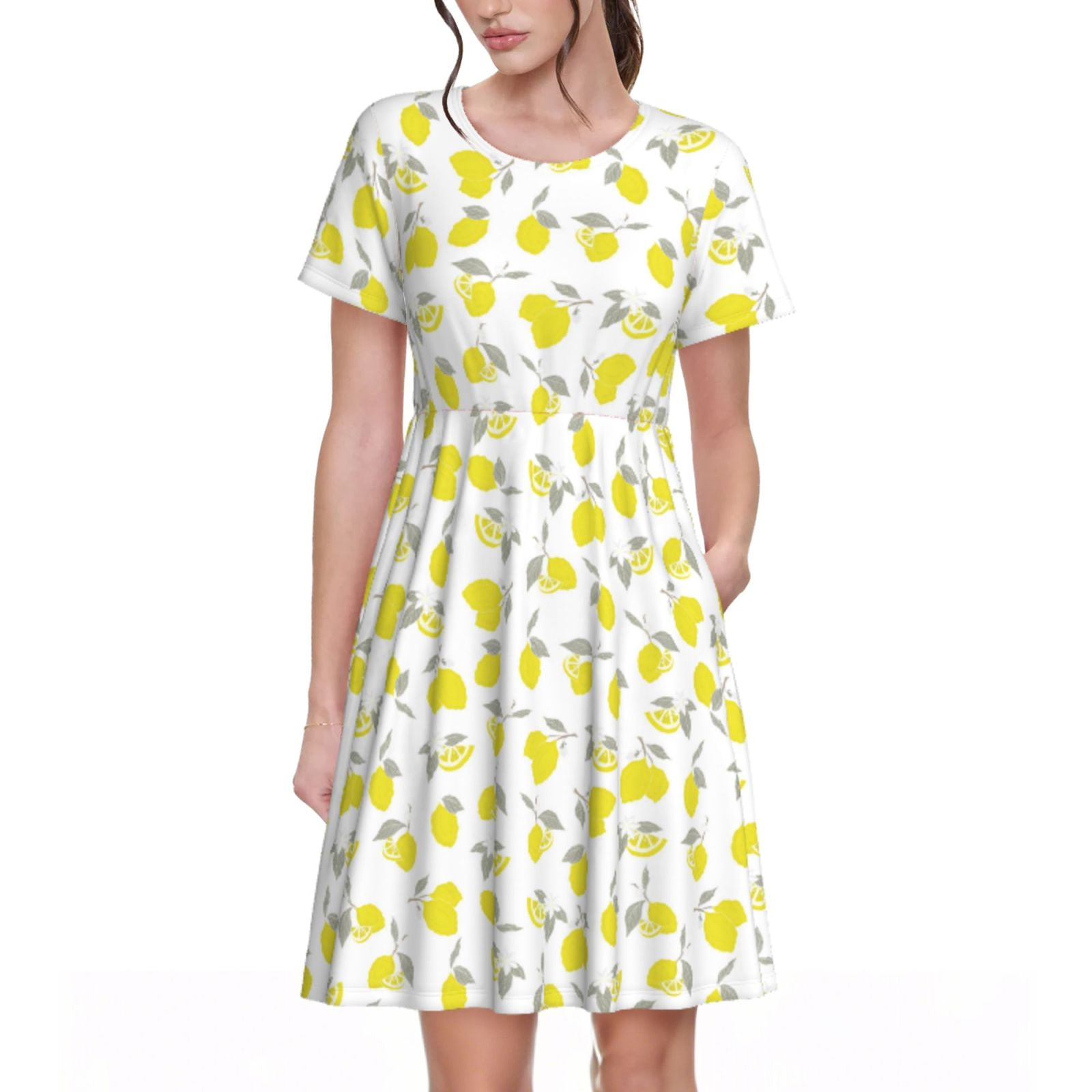 Spring Summer Dresses for Women 2025 - Yellow Lemon Leaves Beach ...