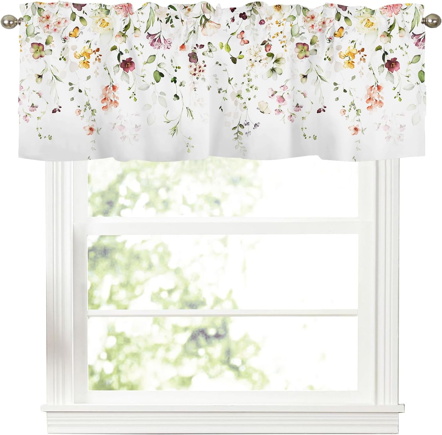 Spring Summer Eucalyptus Leaf Kitchen Curtains Valances for Windows ...