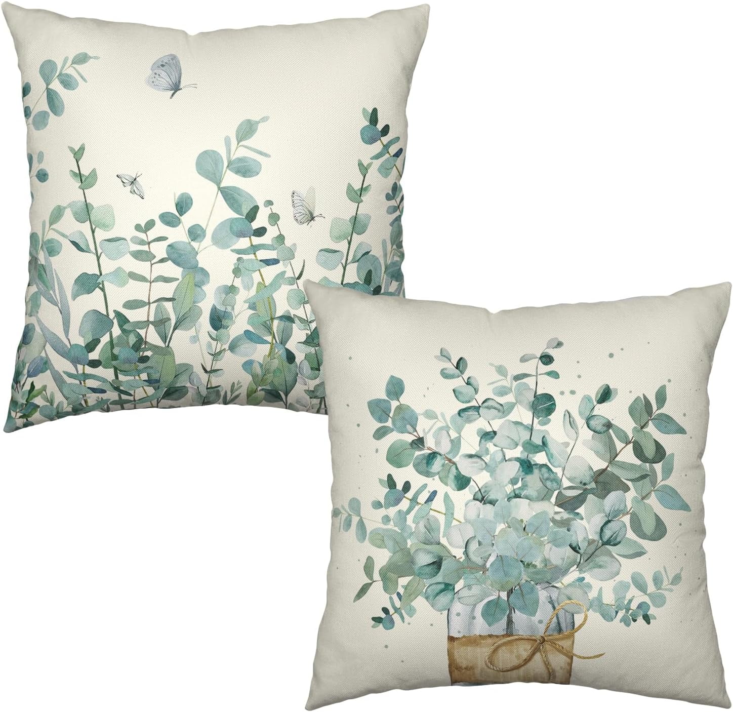 Spring Summer Eucalyptus Leaf Throw Pillow Covers 16x16 Inch Set of 2 ...